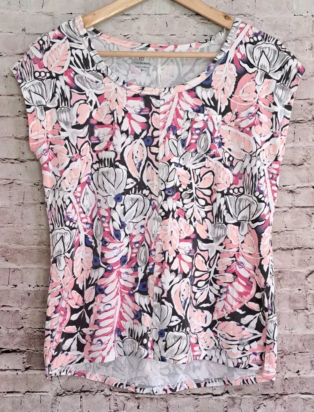 T by Talbots Floral Cap Sleeve T-Shirt P | eBay