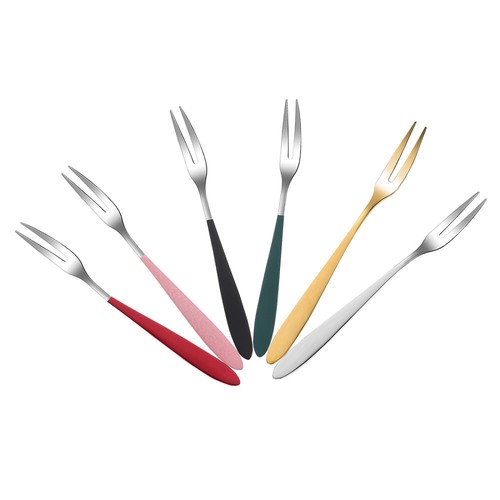 6 Pcs Fork Mini Cocktail Forks Small Dessert Salad Fruit Stick Serving ...