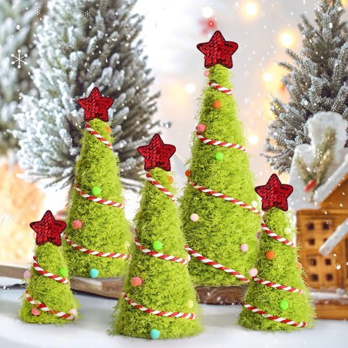 Lime Green Furry Christmas Cone Tree, Plush Fur Surface Cone Christmas ...