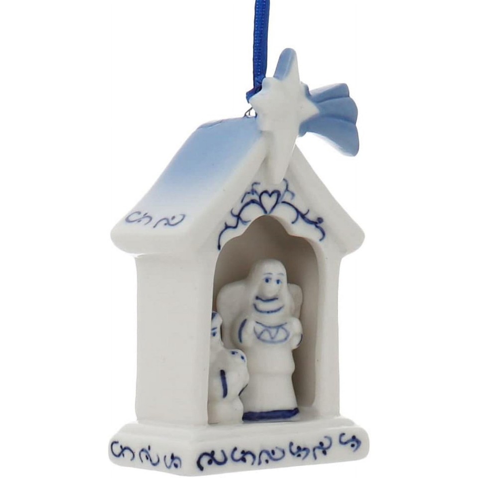 KURT ADLER SET OF 2 PORCELAIN DELFT BLUE HOLY FAMILY NATIVITY XMAS ...