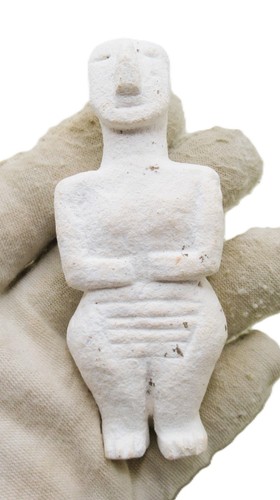 RARE ANCIENT CYCLADIC STONE CARVED IDOL CROSSED ARMS 3000BCE PRE AEGEAN ...