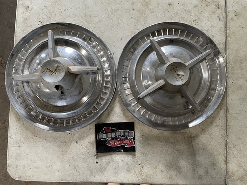 Pair Of Vintage 15” 4 Bar Crossed Flag Flipper Hubcaps Custom Hot Rod ...