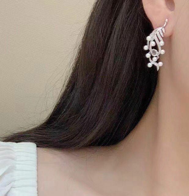 gorgeous new design pair of south sea round white pearl earring 925s(MJ ...