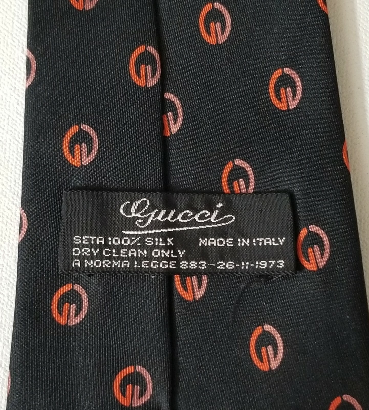 GUCCI SILK NECK TIE VINTAGE MONOGRAM BLACK G MENS FOR… - Gem
