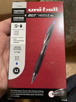 uni-ball 207 Needle Retractable Gel Pens, Medium (0.7mm), Blue, 12 ...