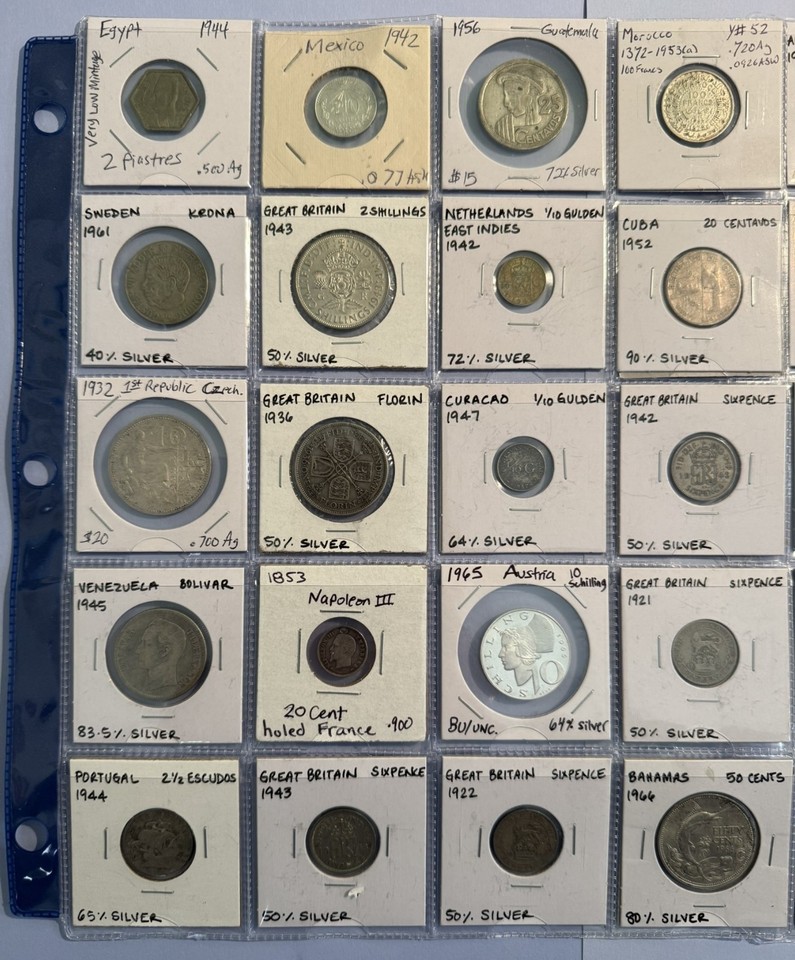 Foreign Silver Coin Collection - 40 coins from countries around the ...