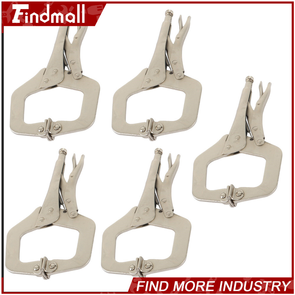 Findmall 5 Pack 11" Locking C-Clamp Adjustable Pliers Grip With Swivel ...