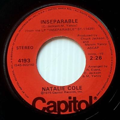 Natalie Cole - Inseparable / How Come You Won't Stay Here [7" 45 rpm ...