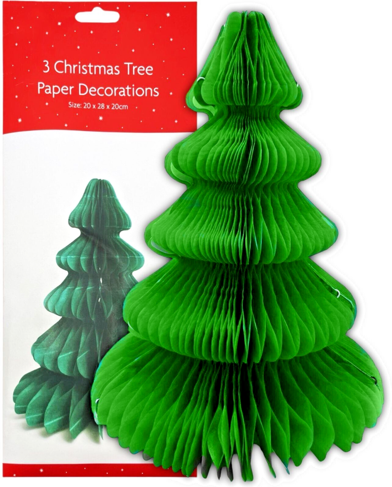 3 x Large Christmas Tree Party Green Honeycomb Paper Tablescape Table ...