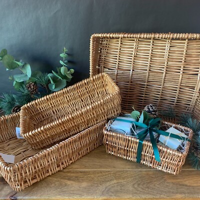 Christmas Wicker Hamper Basket Gift Tray Empty Natural Retail Packaging ...
