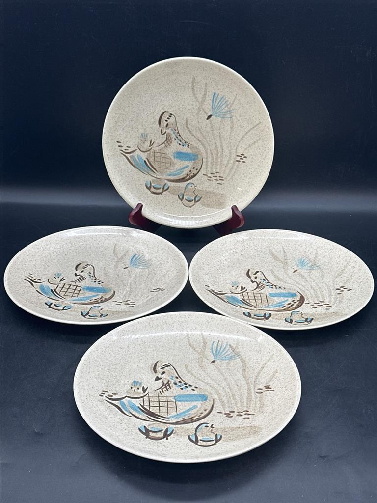 Vintage MCM Red Wing Pottery Bobwhite Quail Pattern Set of 4 Dinner ...