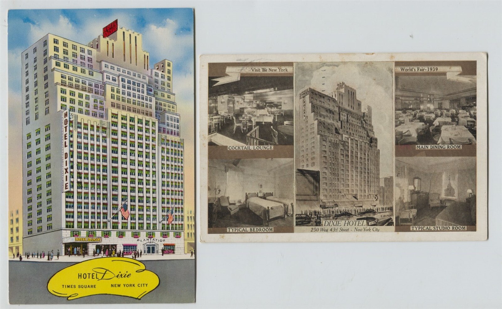 2 Vintage Hotel Dixie Hotel New York City Postcards | eBay