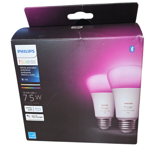 Philips Hue White & Color Ambiance 1100lm LED Smart Bulb E26 2-Pack New ...