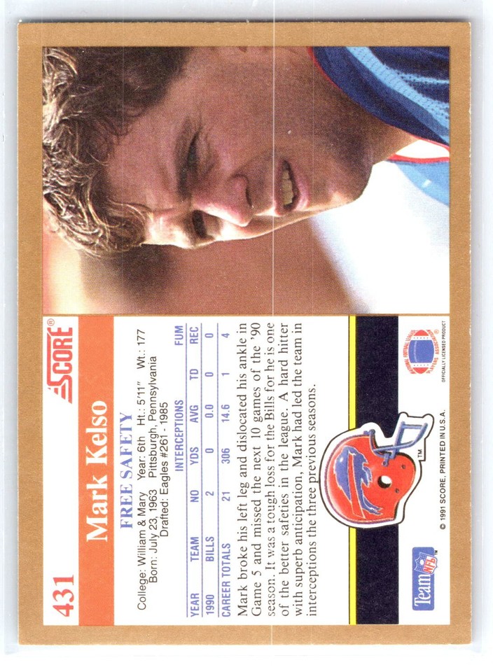 1991 Score #431 Mark Kelso Signed Autographed Card | eBay