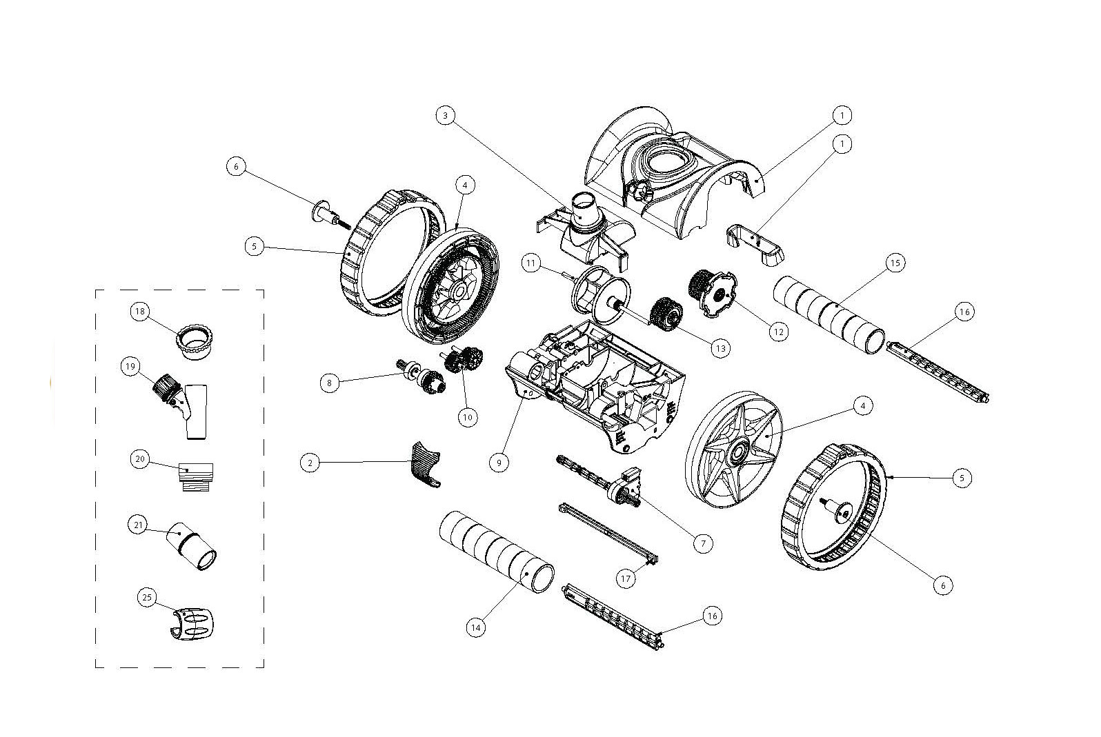 Pentair 360289 Left Drive Kit for Pentair Rebel Kreepy Krauly Warrior ...