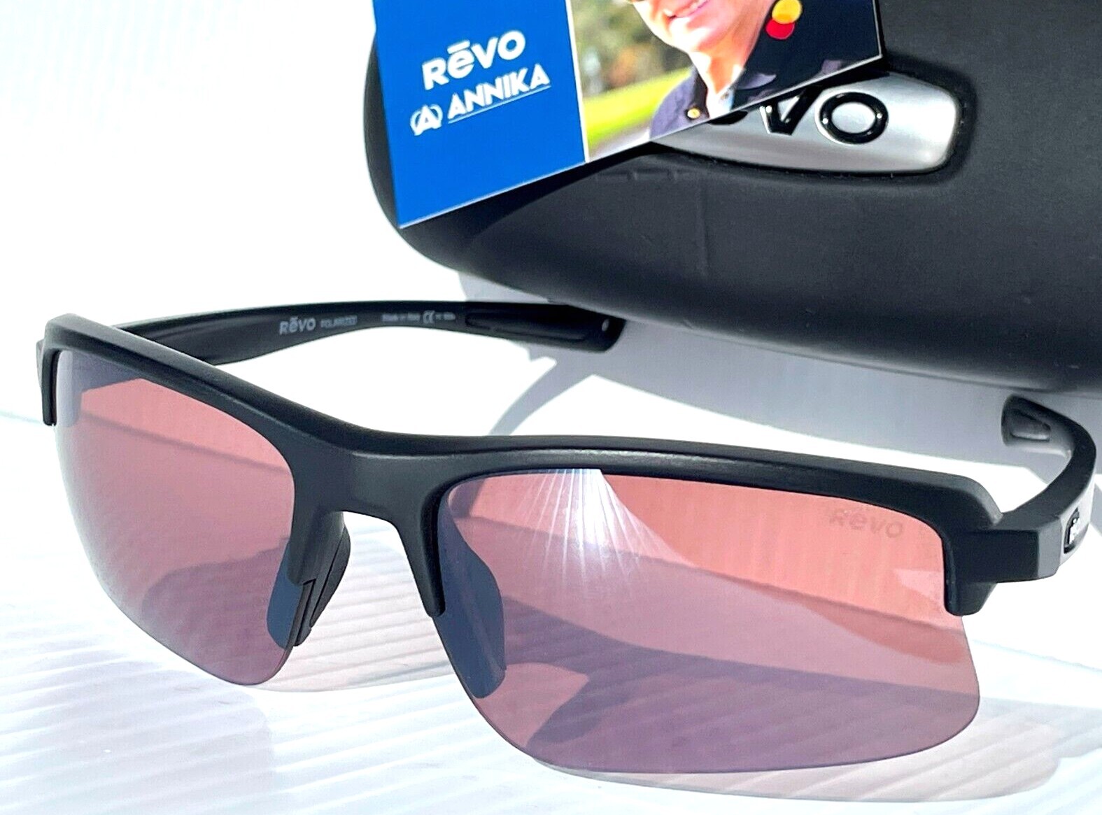 NEW REVO ANNIKA 2 Matte Black POLARIZED Drive Red Lens Sunglass 1203 01 ...