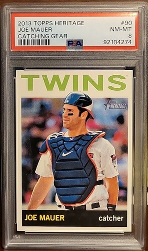 2013 Topps Heritage #90 Joe Mauer Action Variation SP PSA 8 (Catching ...