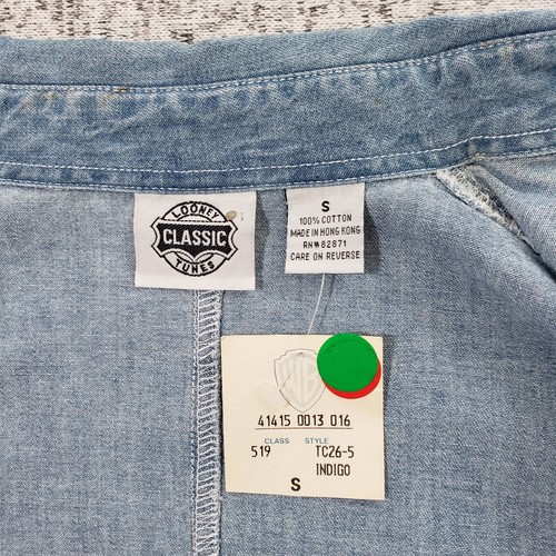 NWT Vtg Taz Shirt Mens S Looney Tunes 1995 Tasmanian Devil Denim Button ...