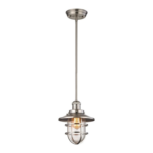 Elk Lighting Seaport 1 Light Pendant in Satin Nickel for sale online | eBay