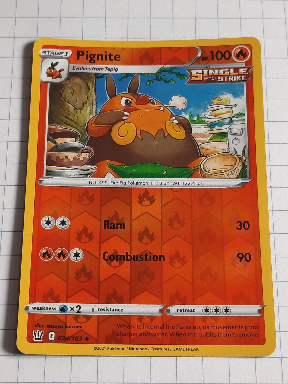 Pokémon TCG Pignite Sword & Shield - Battle Styles 024/163 Reverse Holo ...