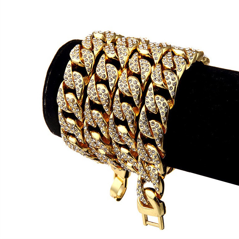 Hip Hop Men Quavo Gold Iced 15mm 16''-30'' Miami Cuban Choker Chain ...