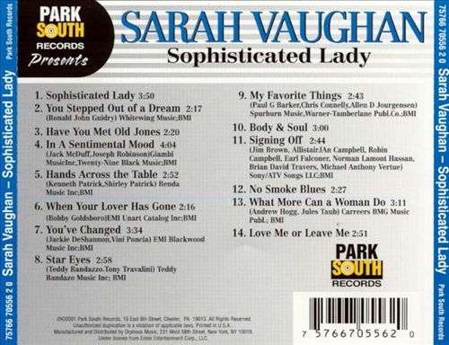SARAH VAUGHAN - SOPHISTICATED LADY [TOWN SOUND] NEW CD 757667055620| eBay