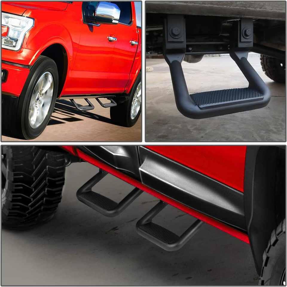 SSTEP-BK Pair Black Aluminum Side Hoop Steps Compatible with Most ...