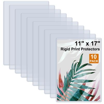 10 Pack 11" x 17" Rigid Print Protectors Clear Waterproof Hard Plastic ...