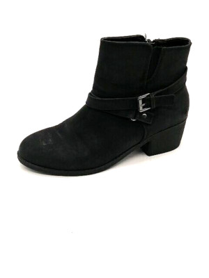 Life Stride Womens Ankle Boots Ionic Black Side Zip Block Heel Straps ...