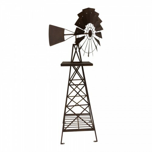 LARGE 160cm Heavy Duty Rustic Iron Windmill Metal Garden Sculpture Wind ...