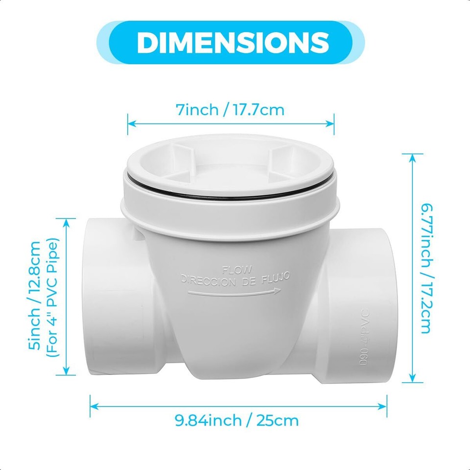 4" PVC Backwater Valve, 4 Inch Back Flow Preventer Valve, Backflow ...