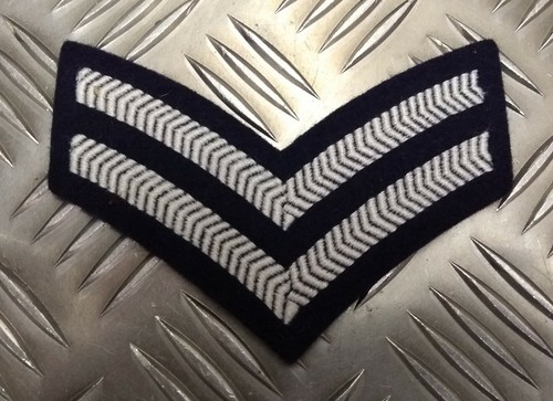 Old PTN British RAF Corporal 2 Chevrons Arm Patch / Badge White Stripe ...