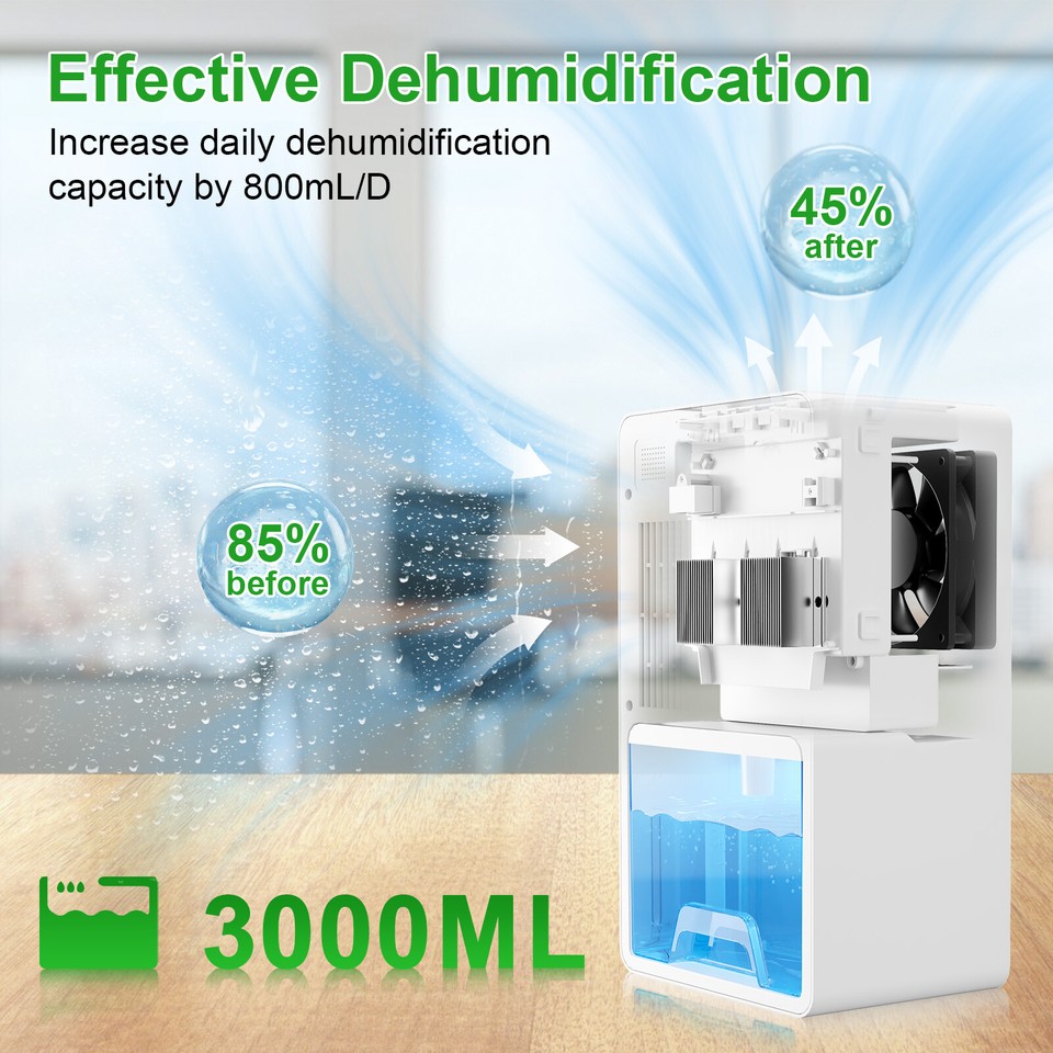 3L Dehumidifier Electric Air De-Humidifier Dryer Home Condensation ...