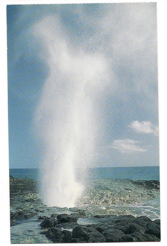 SPOUTING HORN Geyser Spray VOLCANIC LAVA TUBE Sun Set Hawaii Postcard ...