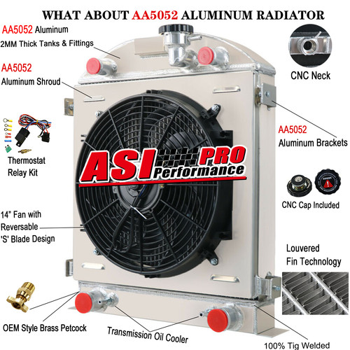 Fit 1928 & 1929 Ford Model A w/Flathead V8 AT 4 Row Aluminum Radiator ...