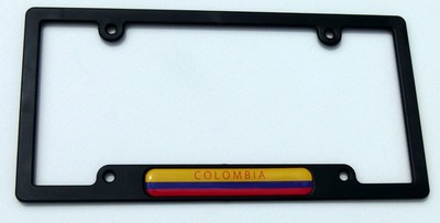 Colombia Flag Black Plastic Car License plate frame domed colour lens ...