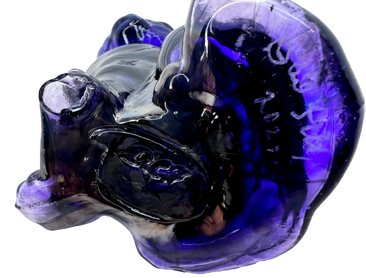 Fenton Dave Fetty 2021 Purple Hand Blown Sitting Cat Figurine - Signed ...