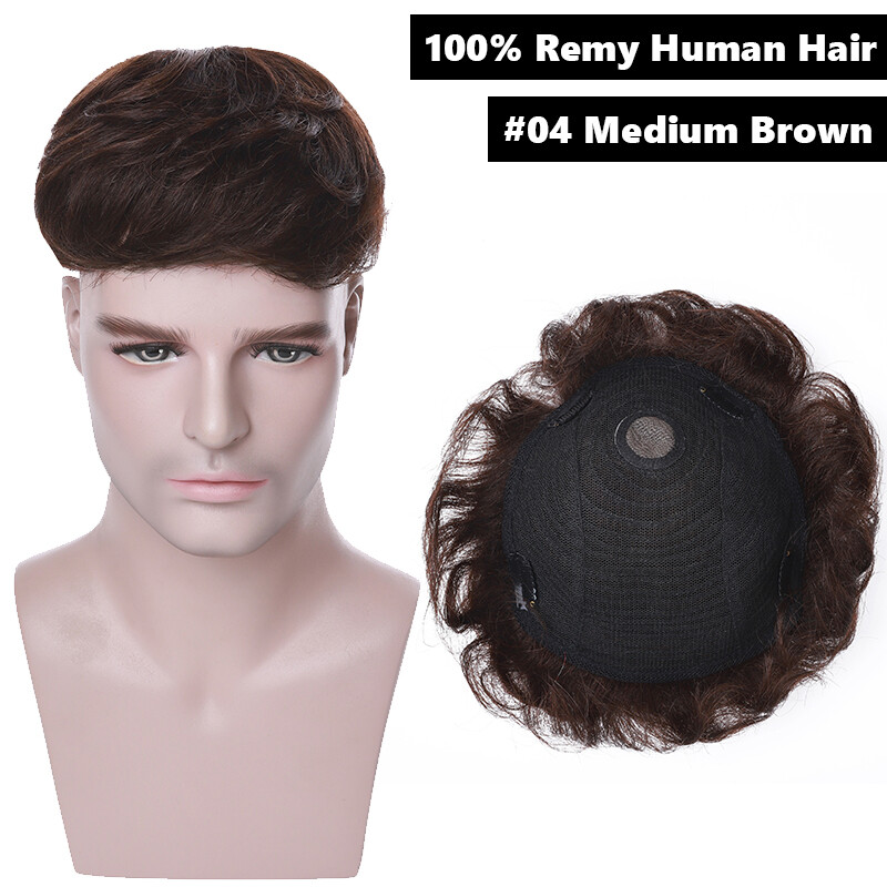 Men Toupee Mens Hairpieces Clip In Real Remy Human Hair Topper Systems ...
