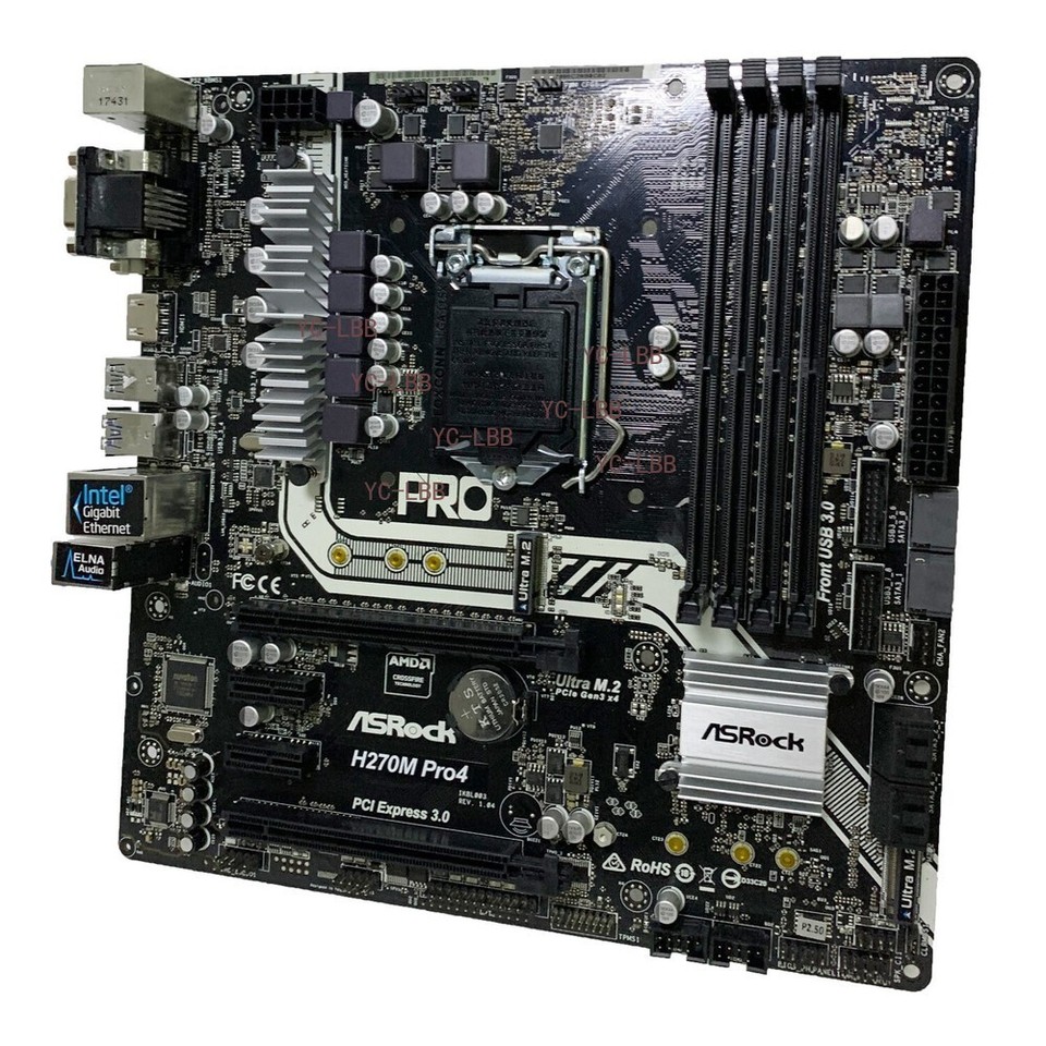 LGA1151 Motherboard ASRock H270M Pro4 Intel H270 DDR4 for 6/7th Intel ...