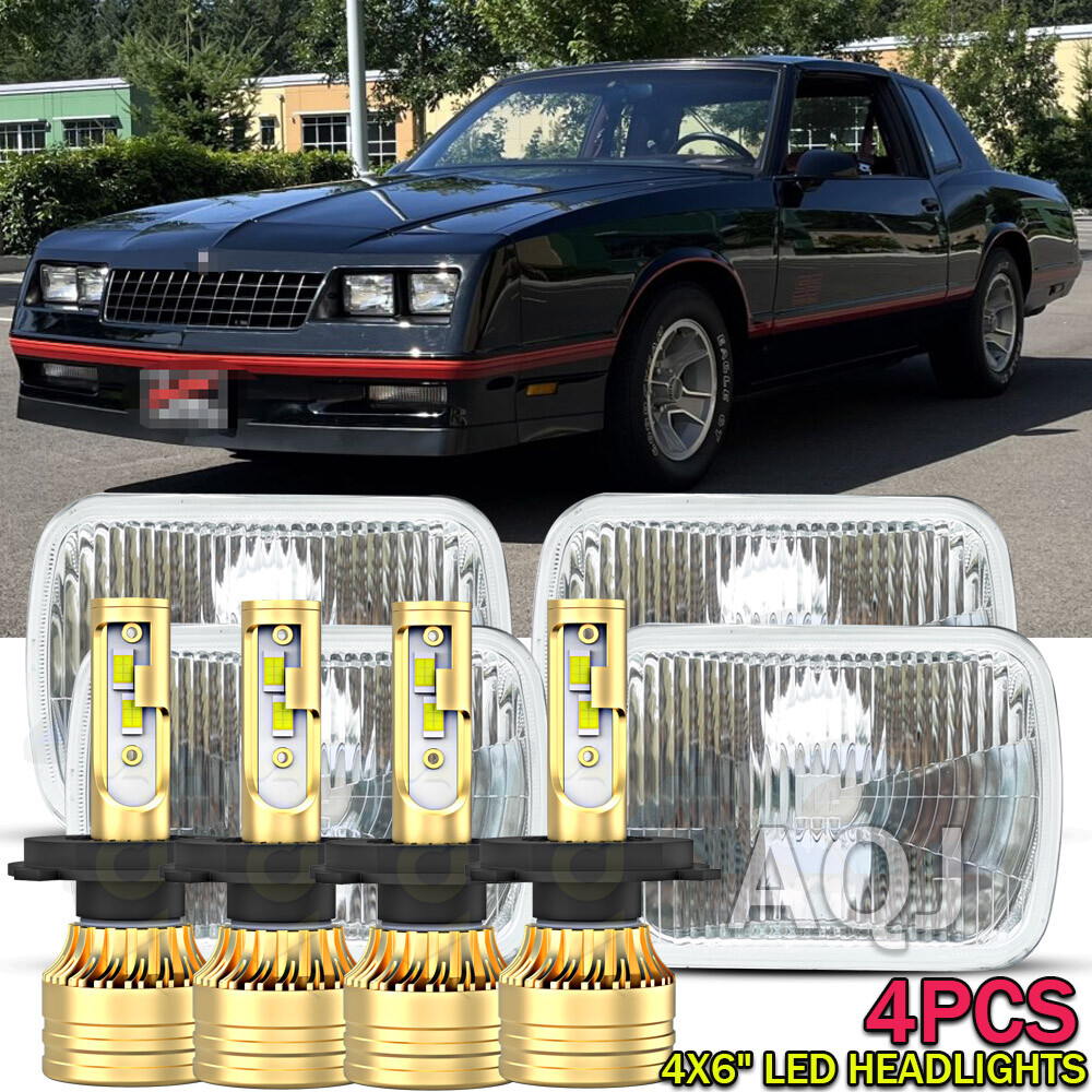 4PCS 4x6" LED Headlights Hi/Lo For Chevrolet Monte Carlo SS 1980-1988 ...