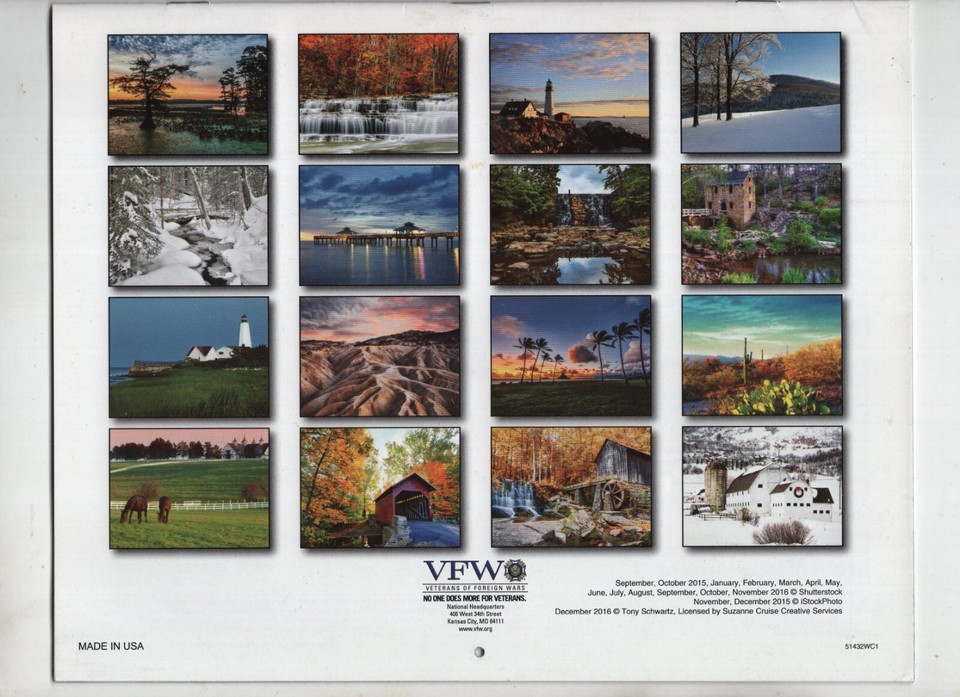 VFW Veterans of Foreign Wars 2015-2016 Calendar | eBay