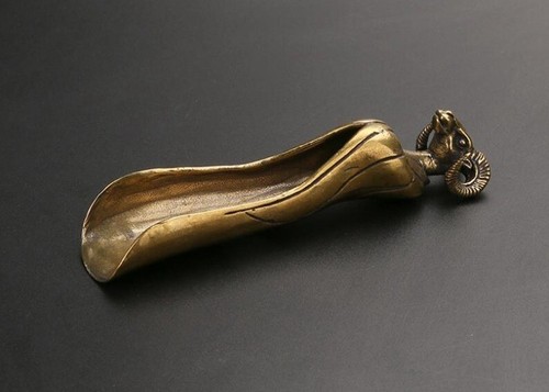 Brass Goat Head Shovel Spoon Animal Statue Sculpture Tabletop Figurine ...