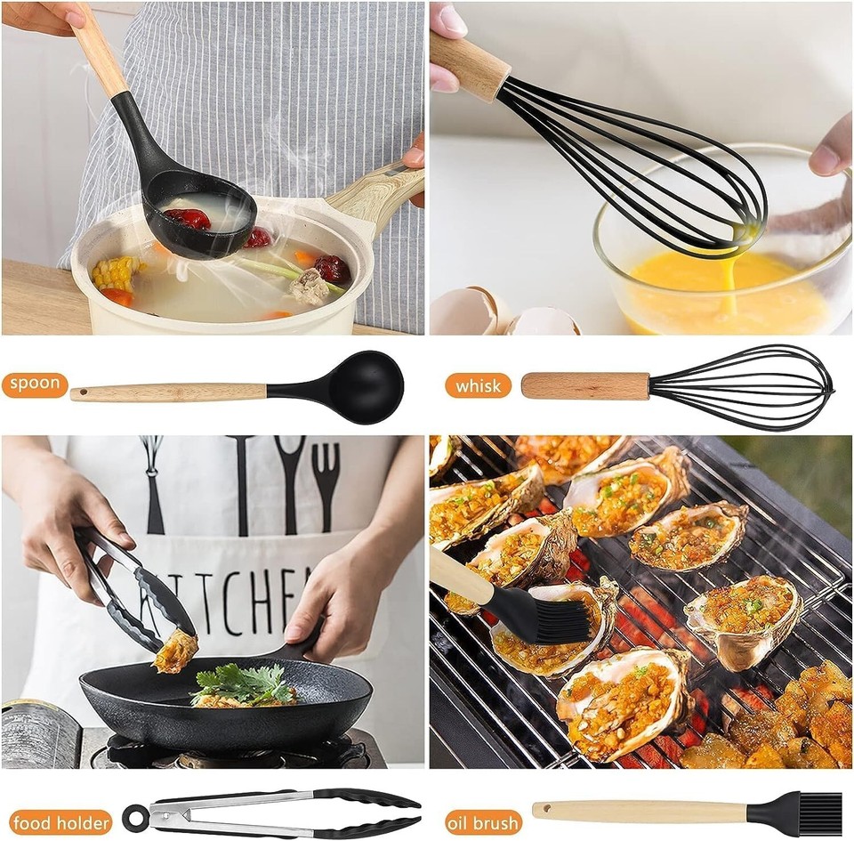 22 Pcs Kitchen Utensils Set Silicone Cooking Nonstick Spatula Turner ...