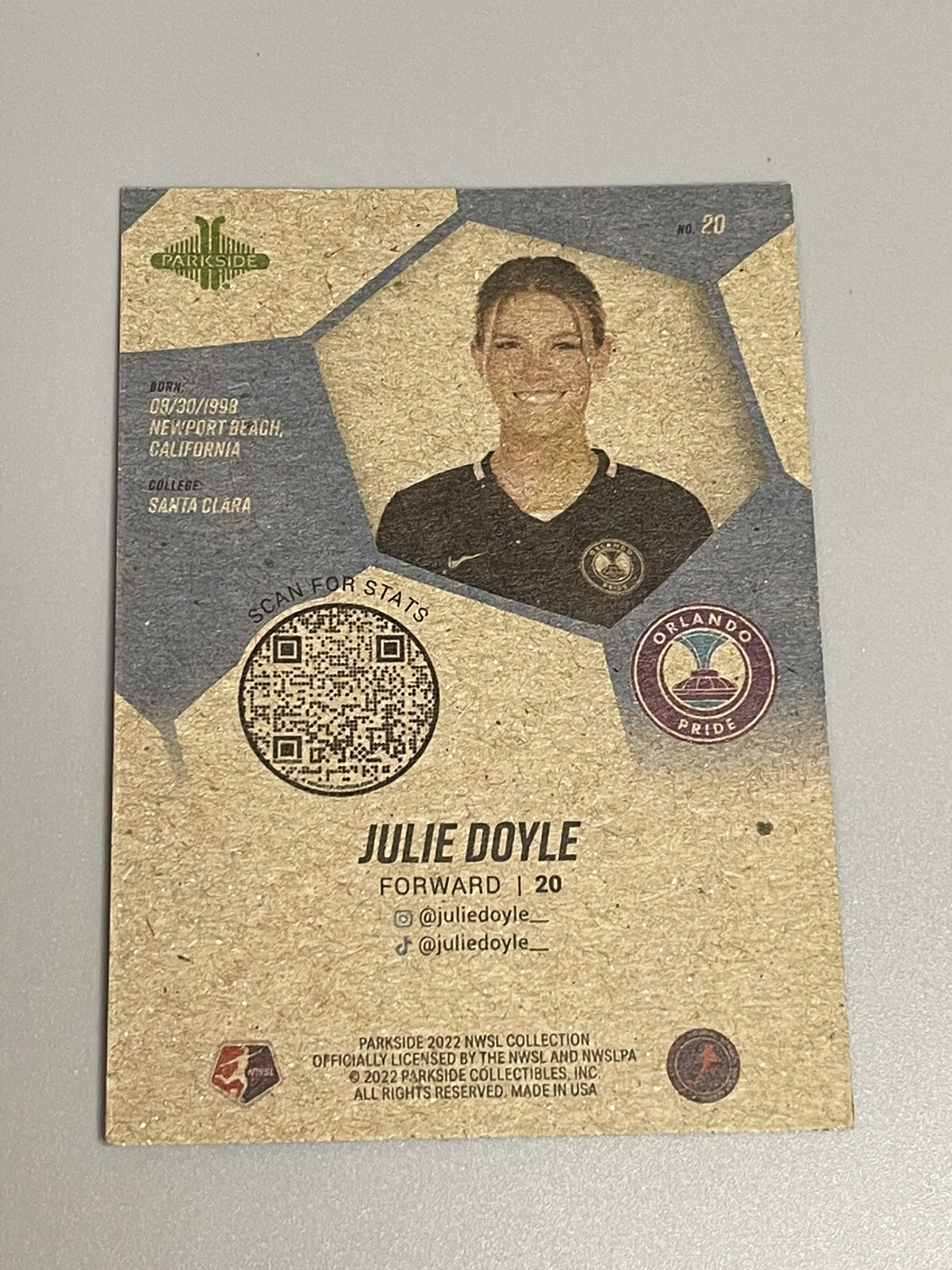 Julie Doyle 2022 Parkside NWSL PR=200 Vintage Stock Rookie RC #20 ...