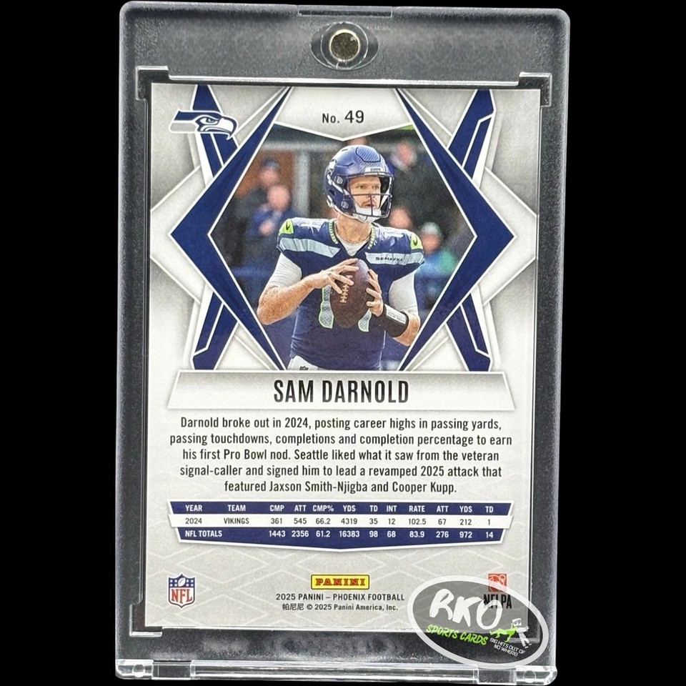 Sam Darnold RARE SILVER WAVE REFRACTOR INVESTMENT CARD PANINI SEAHAWKS ...