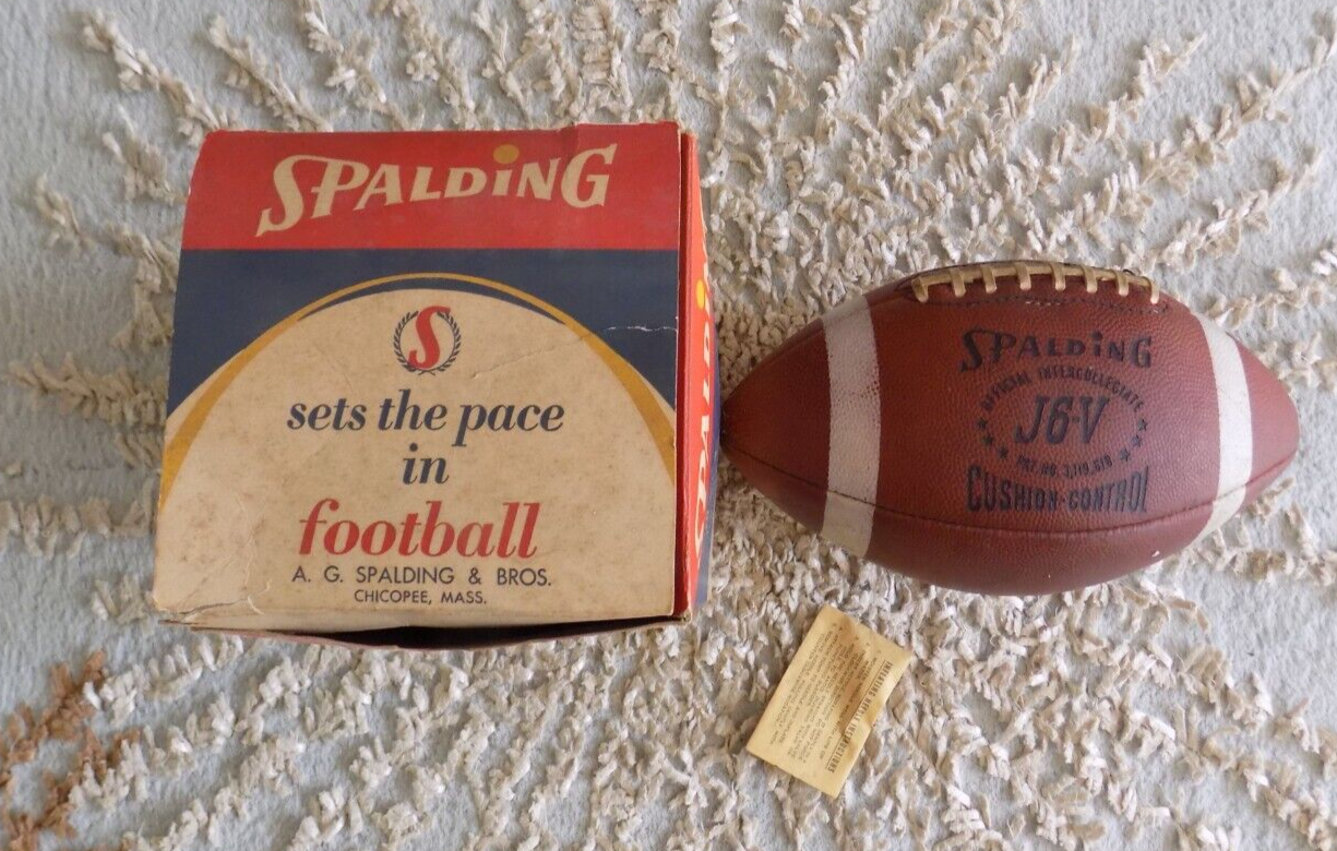 Vintage Spalding Football Official J6V Leather 1960's w/box | eBay