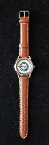 Game Time Silver Tone Seattle Mariners Watch Brown Leather Band 6"-8 ...