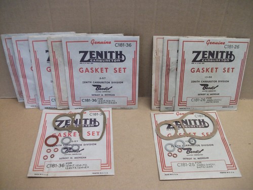 NOS Zenith Carburetor Gasket Sets C181-26, C181-36, Lot of 10 total ...