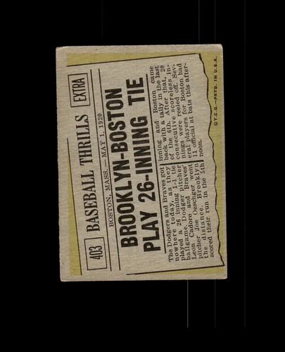 1961 Topps 403 26 Inning Tie Joe OeschgerL/Leon Cadore VG #D1,416709 | eBay