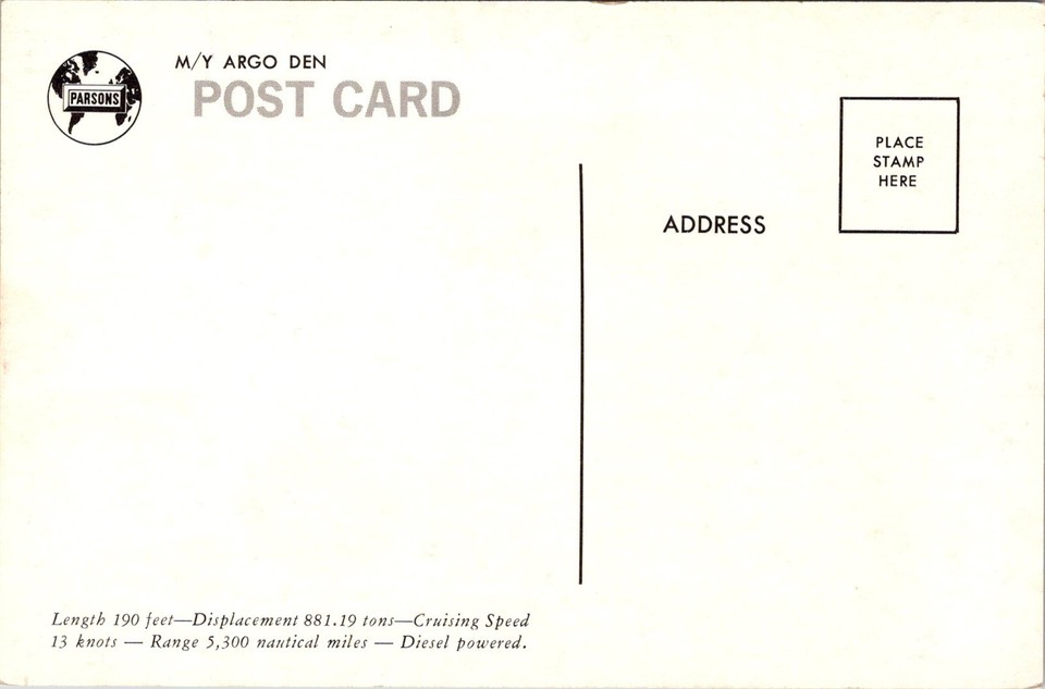 Dr Jim Stamps Postcard Argo Yacht Den | eBay UK